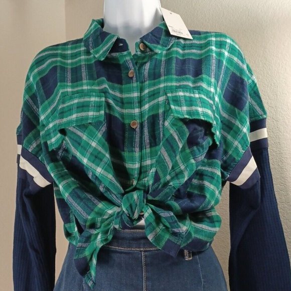 SO | Tops | Y2k Retro 9s Throwback Flannel With Thermal Arms All One ...